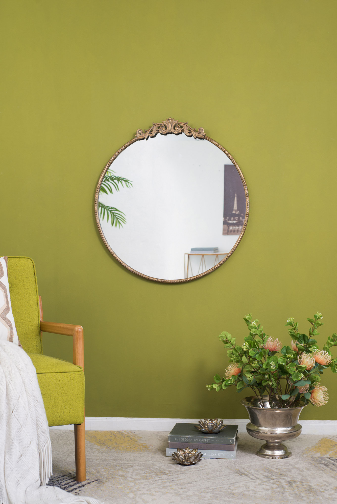 Latitude Run® 30" X 32" Round Mirror, Wall Mounted Mirror With Metal ...