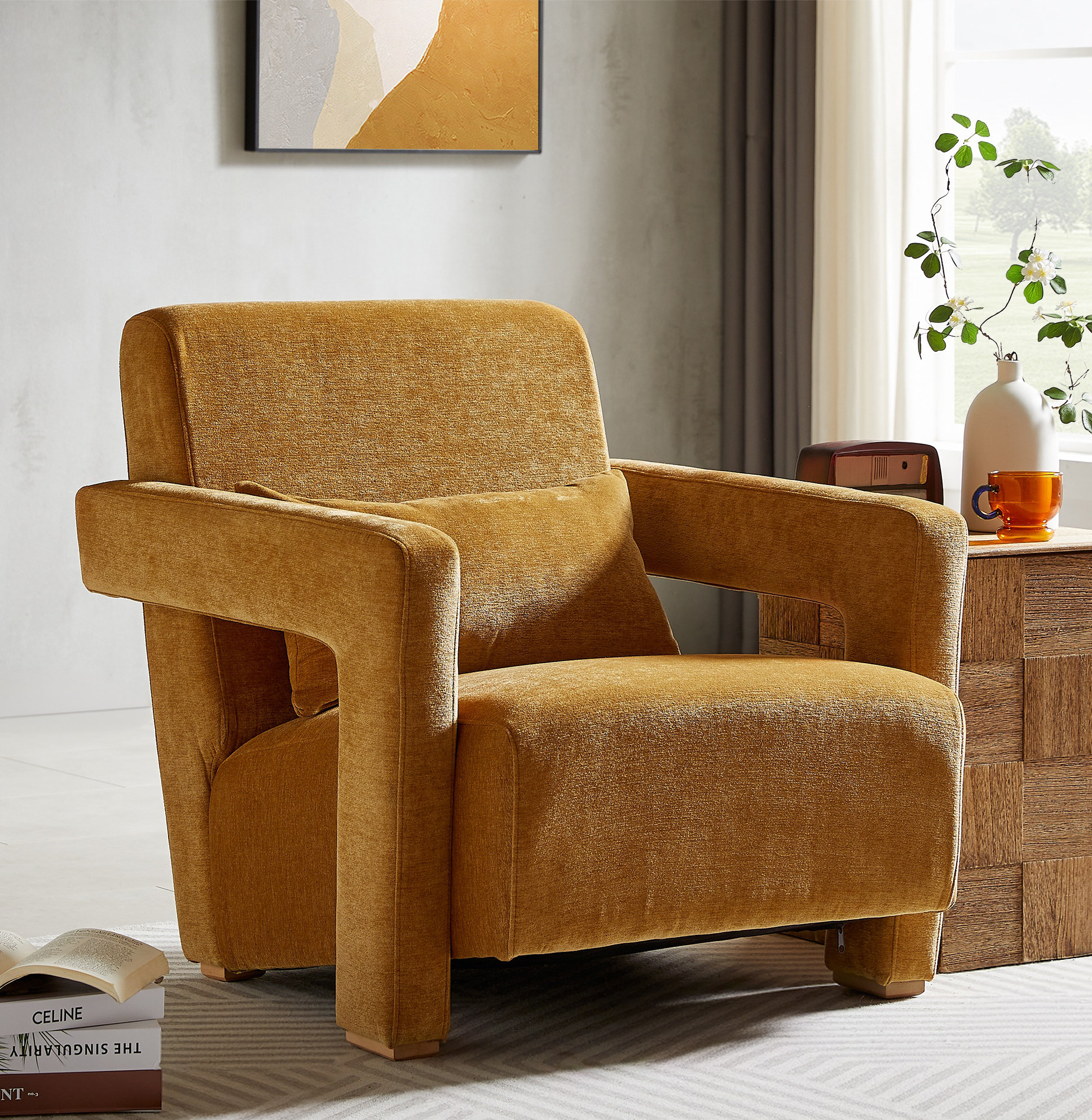 Latitude Run® Mirod Sleek Right-Angle Armrests, Ergonomic Lumbar ...