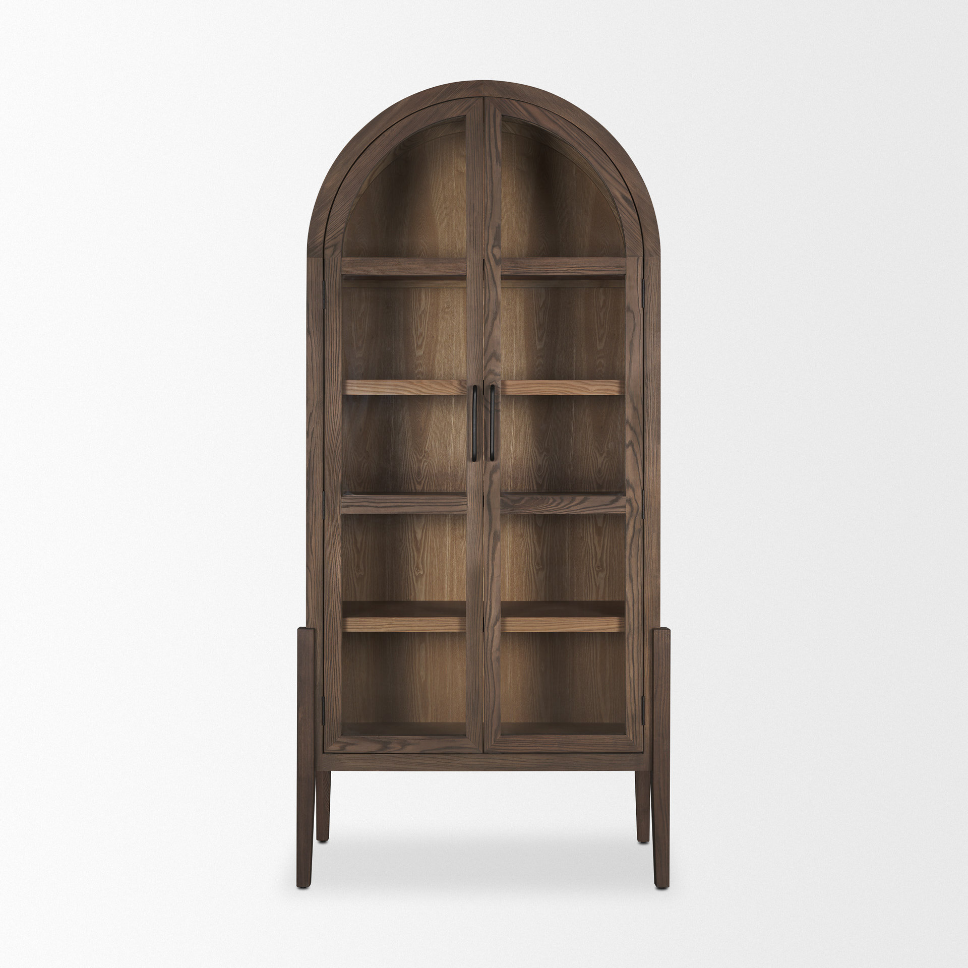 Latitude Run® Wolfbert Two Toned Dark w/Light Wood Arched Curio Cabinet ...