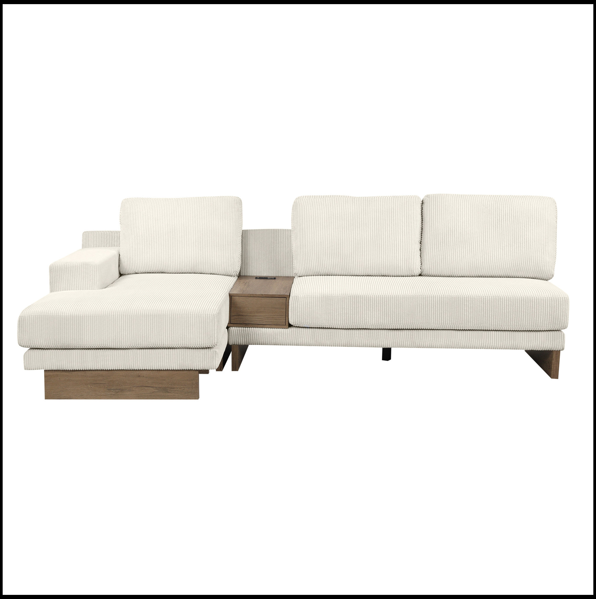 Ebern Designs 114" L-Shaped Sofa Sectional Sofa With Two USB Ports And ...