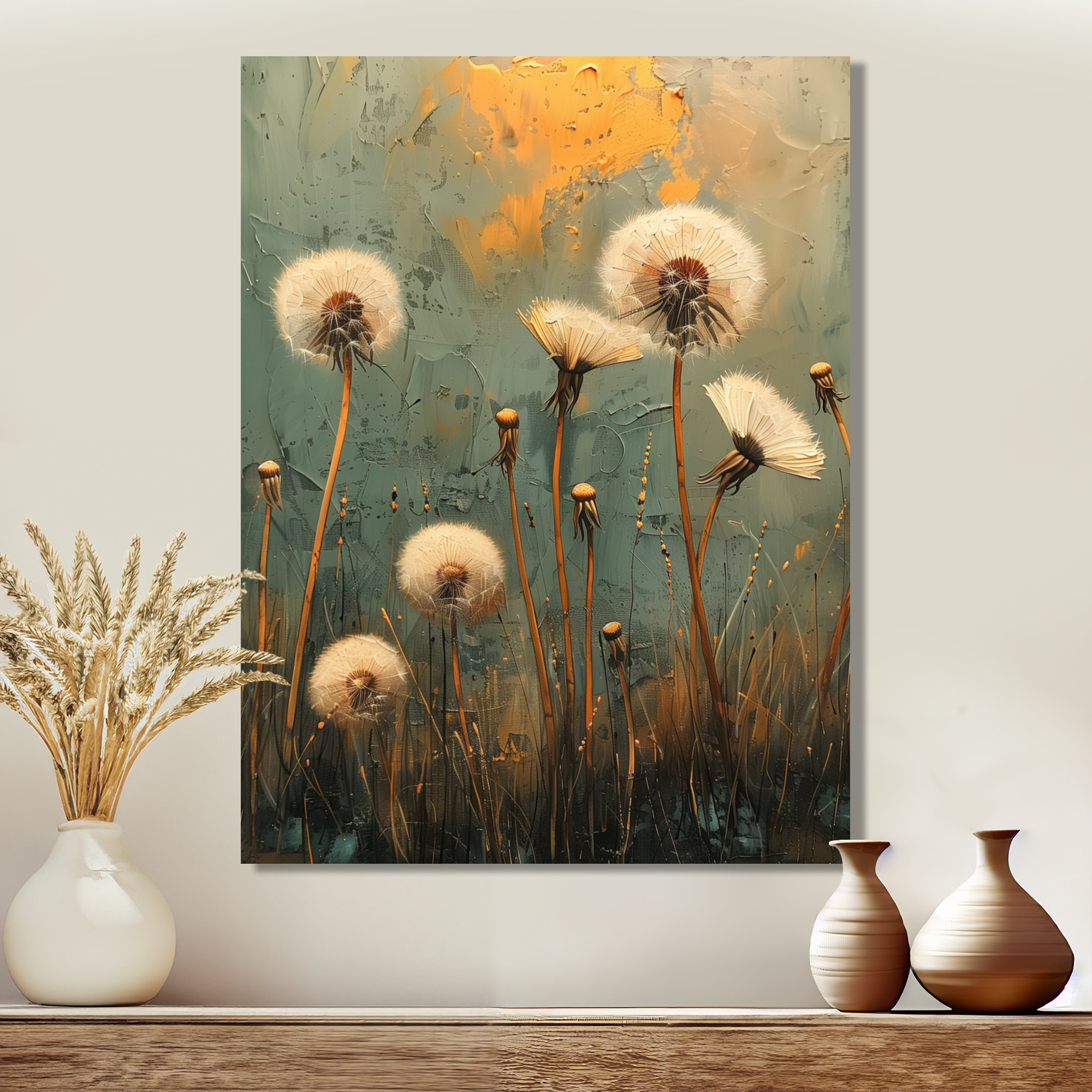 Red Barrel Studio® Art Nouveau White Dandelion Collage I - Dandelion ...