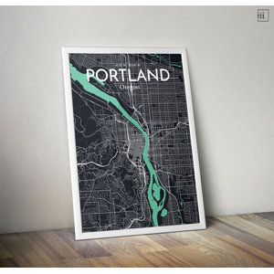 OurPoster.com 'Portland City Map' Graphic Art Print Poster in Dream ...