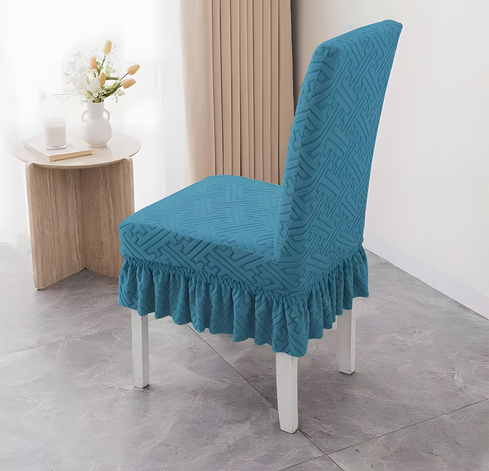 Red Barrel Studio® Teal Geometric Textured Polyester Dining Chair ...