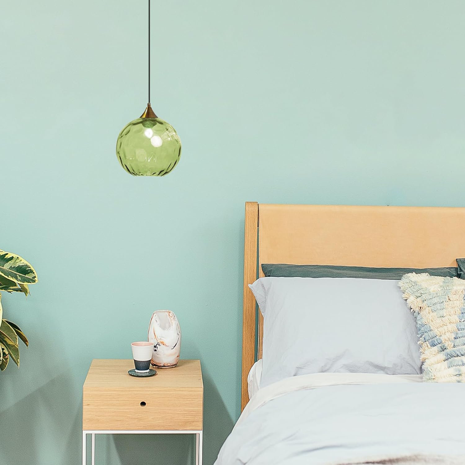 Everly Quinn Modern Farmhouse Glass Ball Pendant Light Fixture With ...