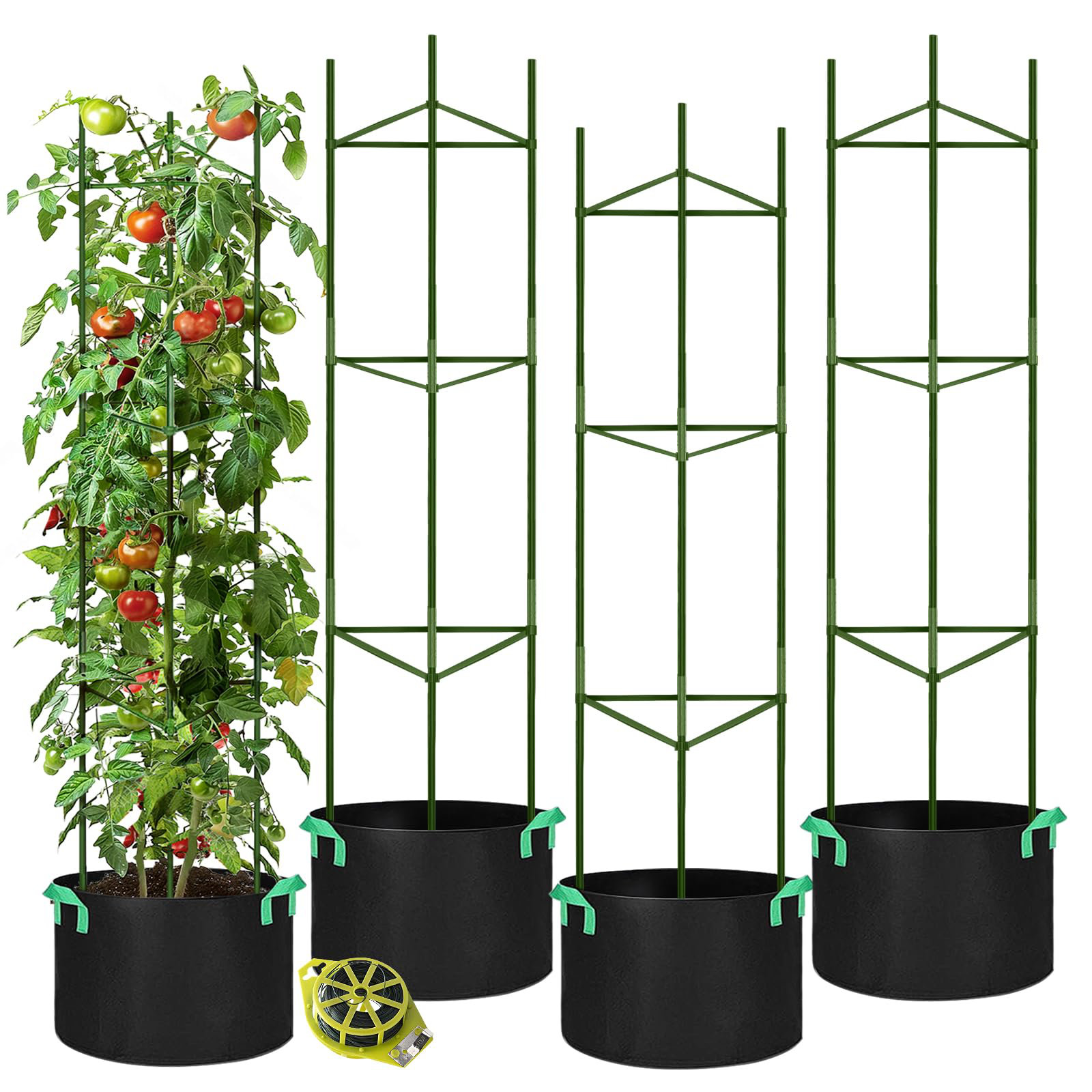 Rainbow Home 3 Packs Tomato Cages With 10 Gallon Grow Bags, 51 Inches ...