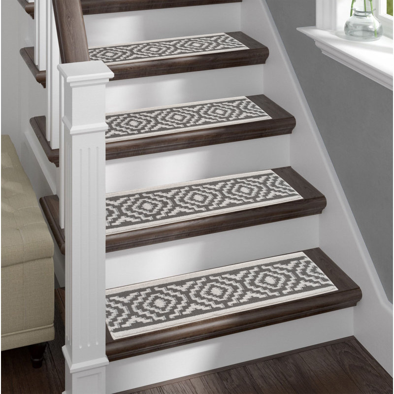 Foundry Select Bevel Stair Treads for Wooden Steps White/Gray Shag ...