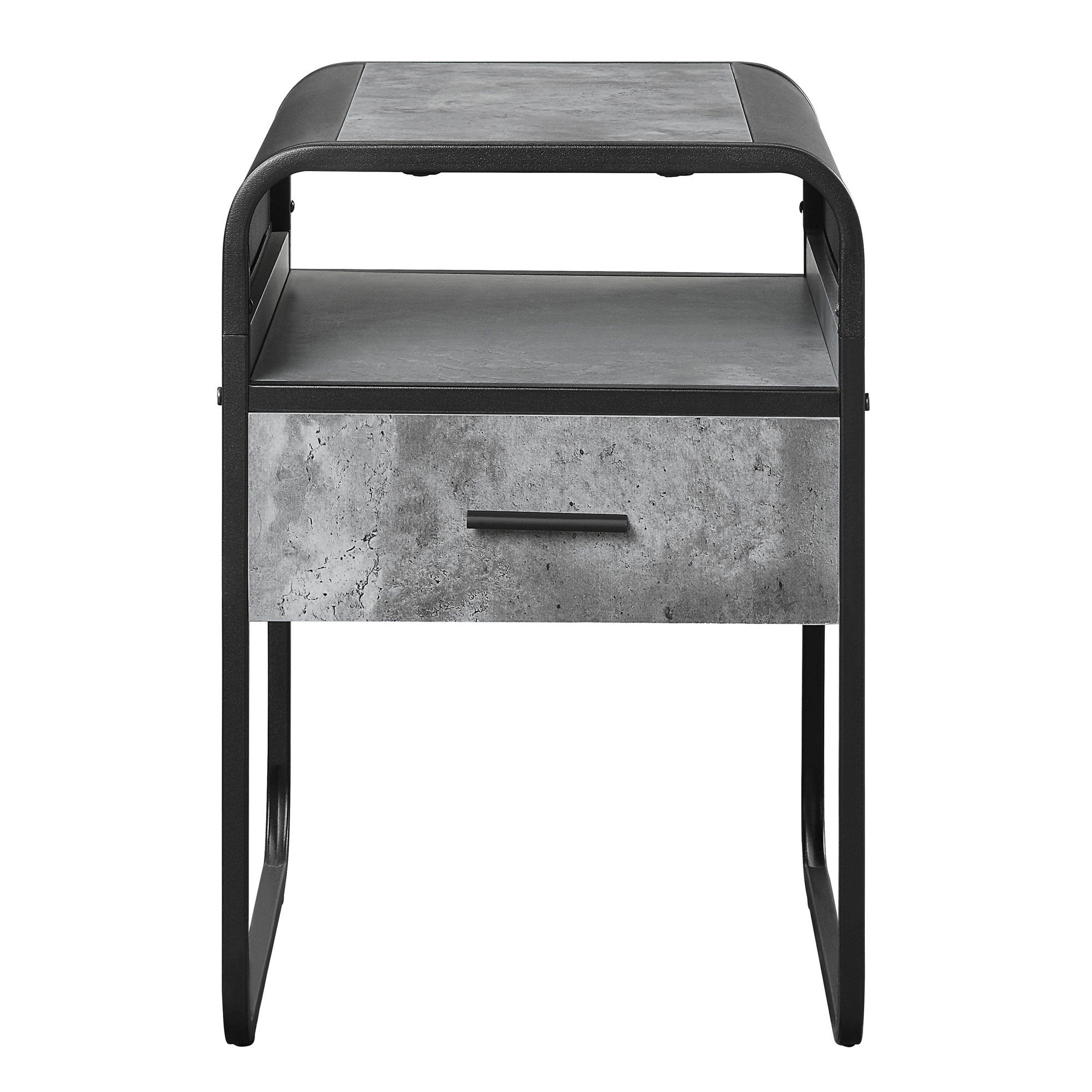 Ebern Designs Concrete Grey And Black Living Room End Table, Stylish ...
