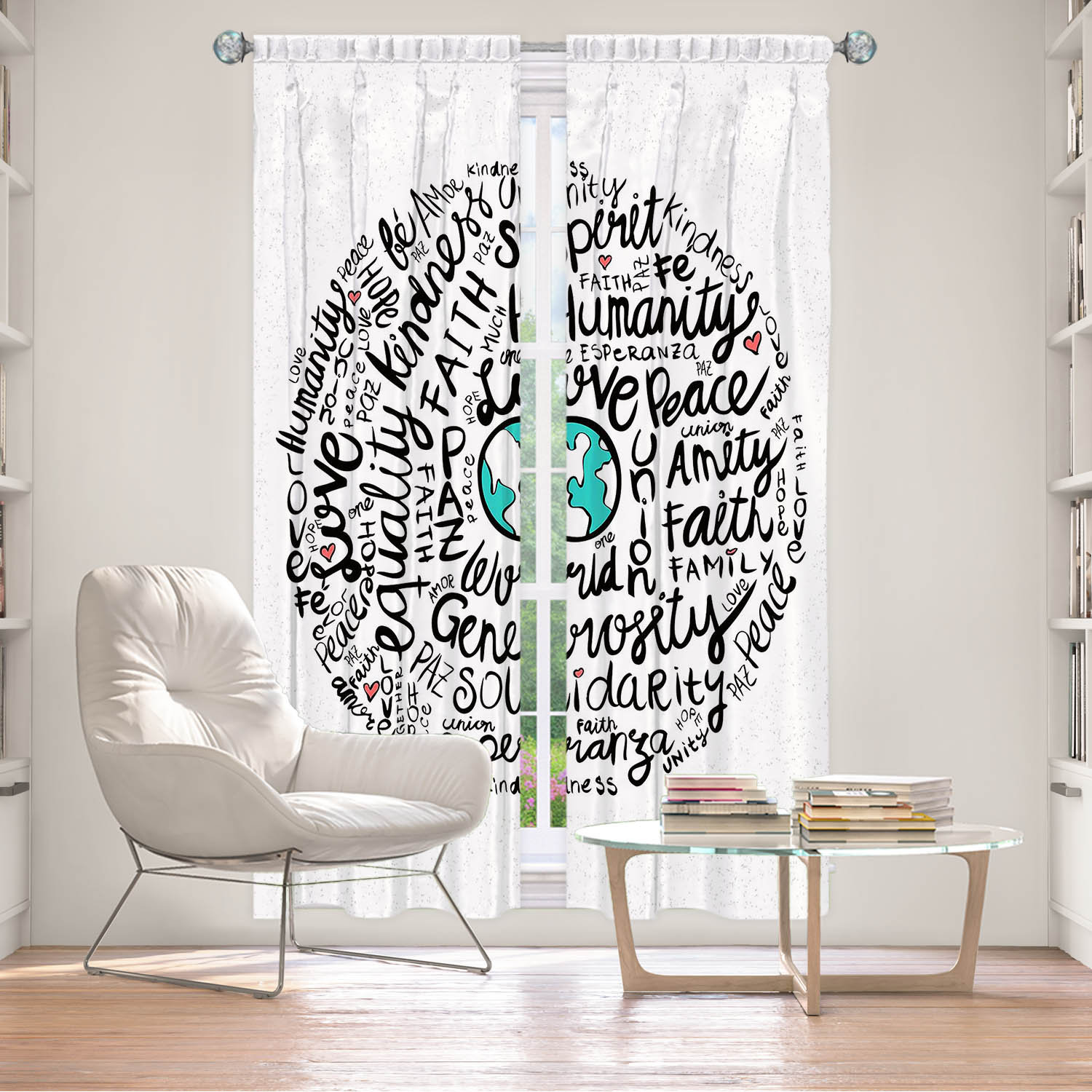 East Urban Home 2 Piece Positive Messages Polyester Curtain Set | Wayfair