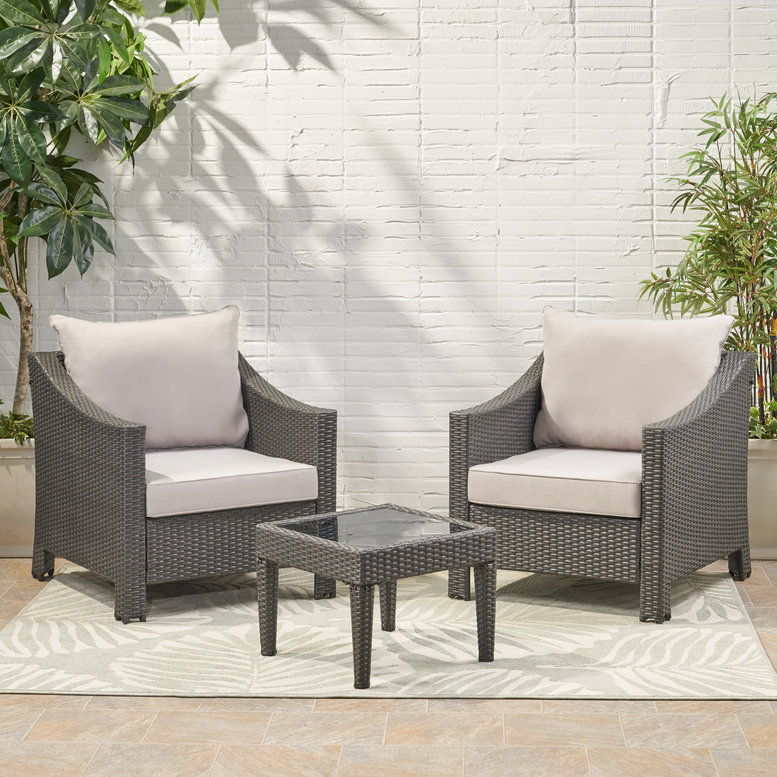 Winston Porter Amaru 3 Piece Rattan Conversation Set with Cushions ...