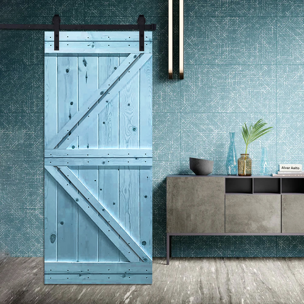 Daowoo 84'' Solid Wood Barn Doors Satin with Installation Hardware Kit ...