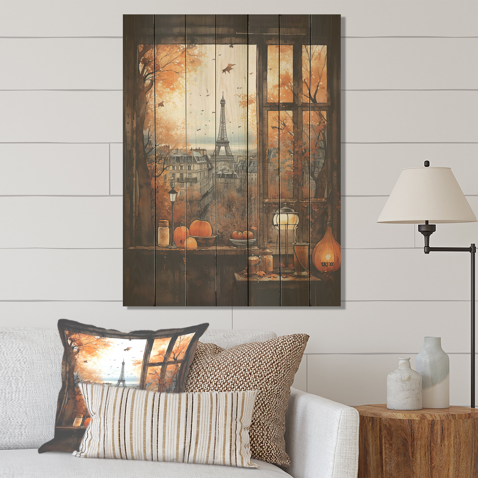Winston Porter Retro Paris Window View 5 - City Paris On Wood Print | Wayfair