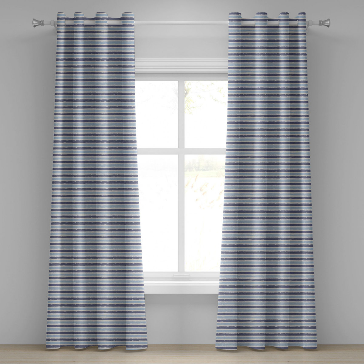 Ambesonne Sateen Striped Blackout Grommet Curtain Panels | Wayfair