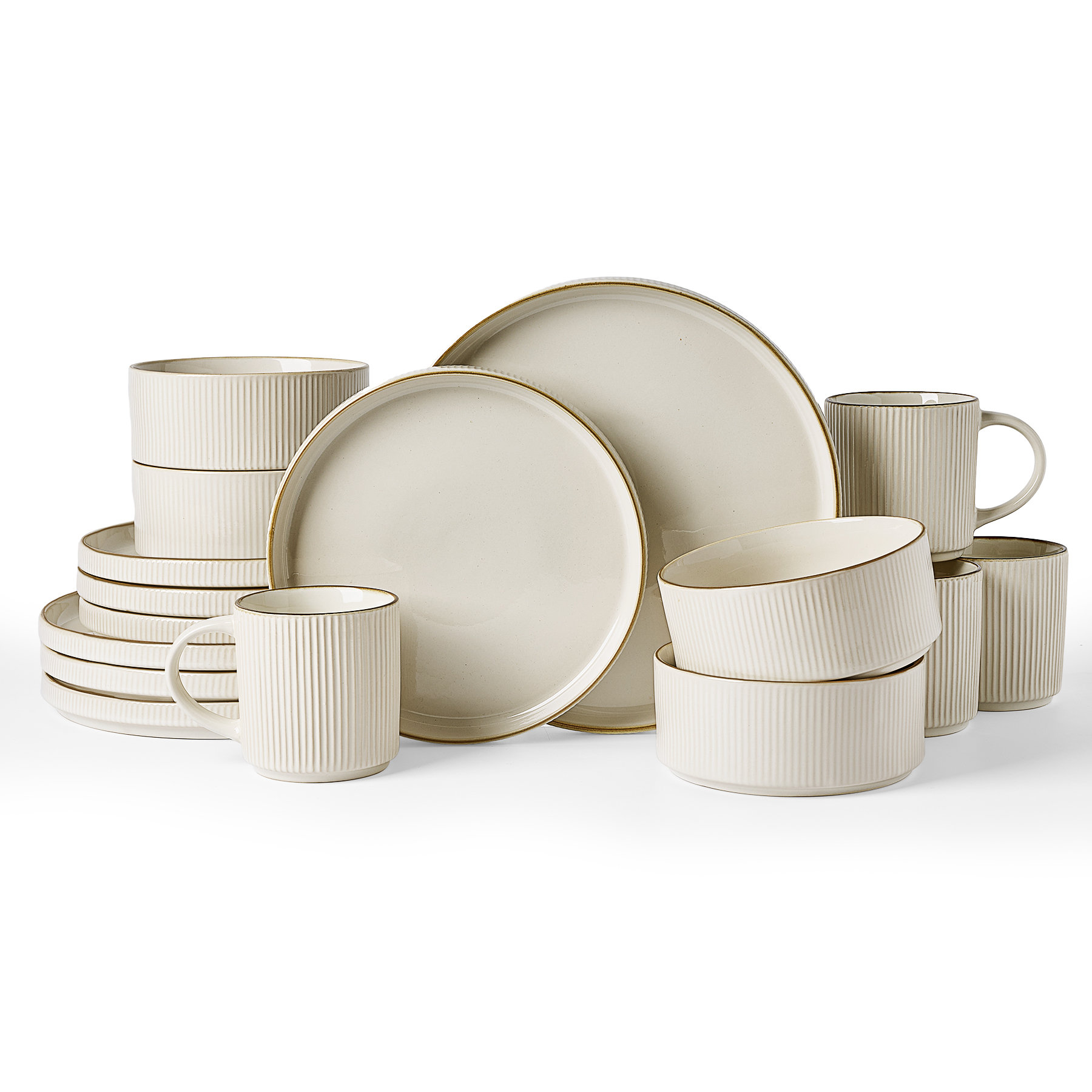 Latitude Run® Azal Stoneware Dinnerware Sets, 16 Piece Dish Set ...