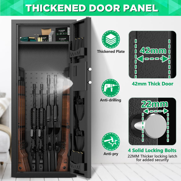 Besafety 12-15 Gun Cabinet, Quick Access Long Gun Safe For Home Rifles ...
