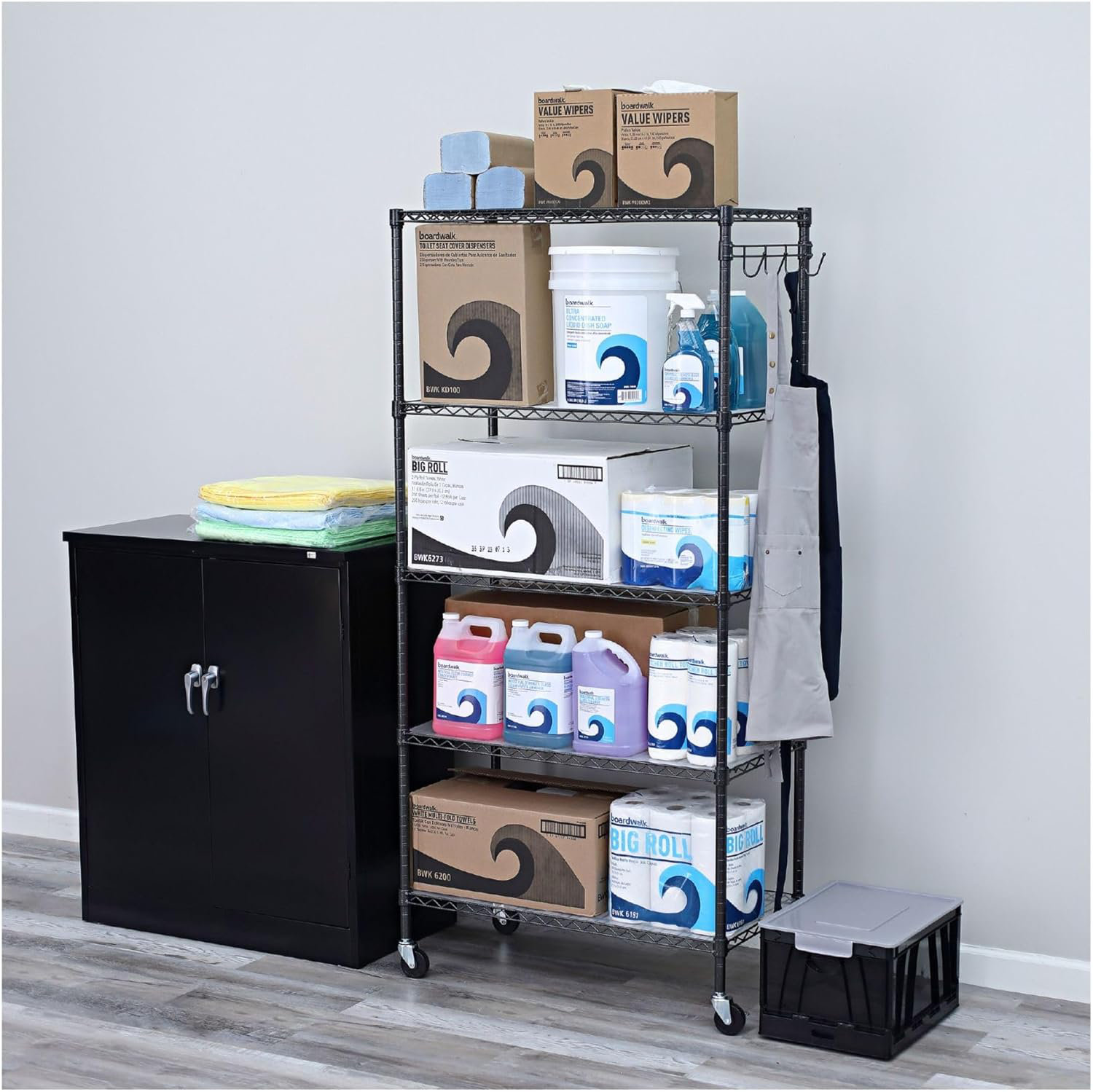 17 Stories 5-Tier Wire Shelving Unit With Casters And Liners, 36"W X 18 ...