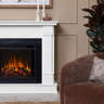 August Grove® Electric Fireplace With Mantel, Realistic Log And Flame ...