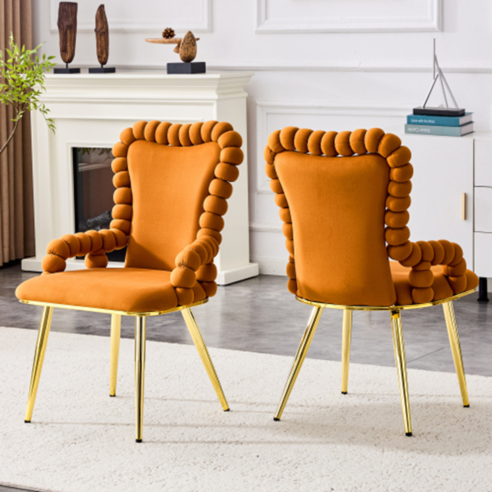 One Allium Way® Puffy Bubble Chair Ball Chain Chair Velvet Dining ...