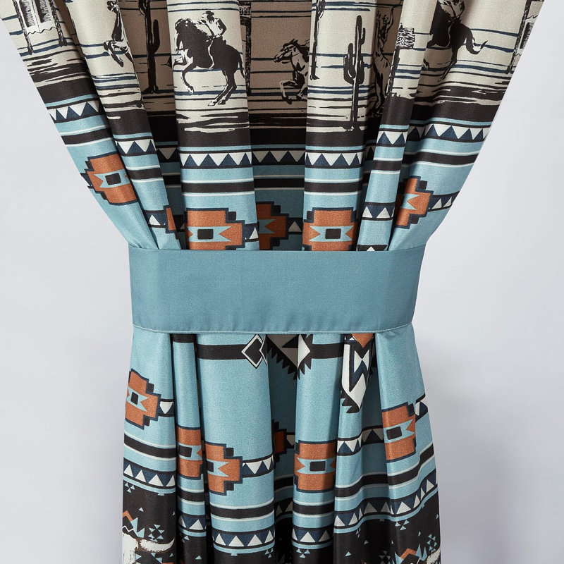 Chezmoi Collection Boone Southwestern Cowboys Window Curtain Set | Wayfair