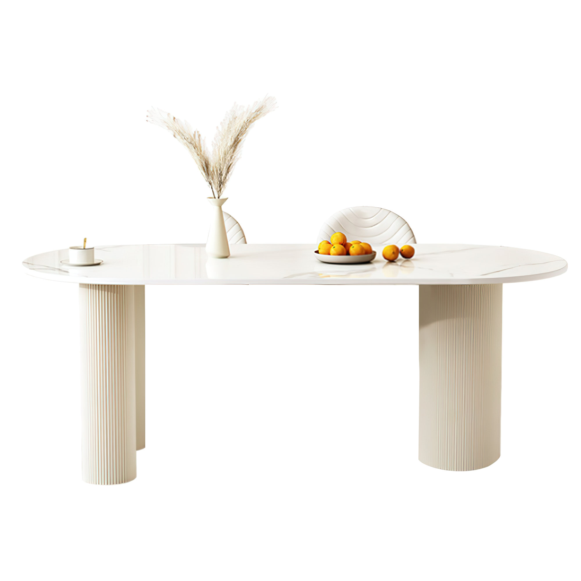 Orren Ellis Luxe Creamy Dining Table with Roman Column Legs & Reviews ...