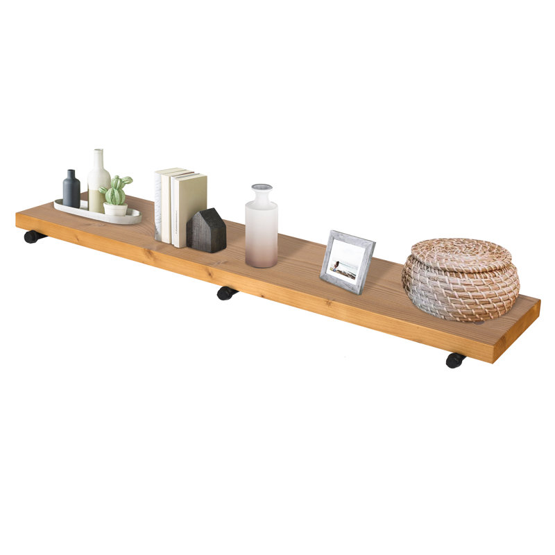 Loon Peak® 60" Industrial Rustic Wood Wall Shelf - Espresso Real Wooden ...