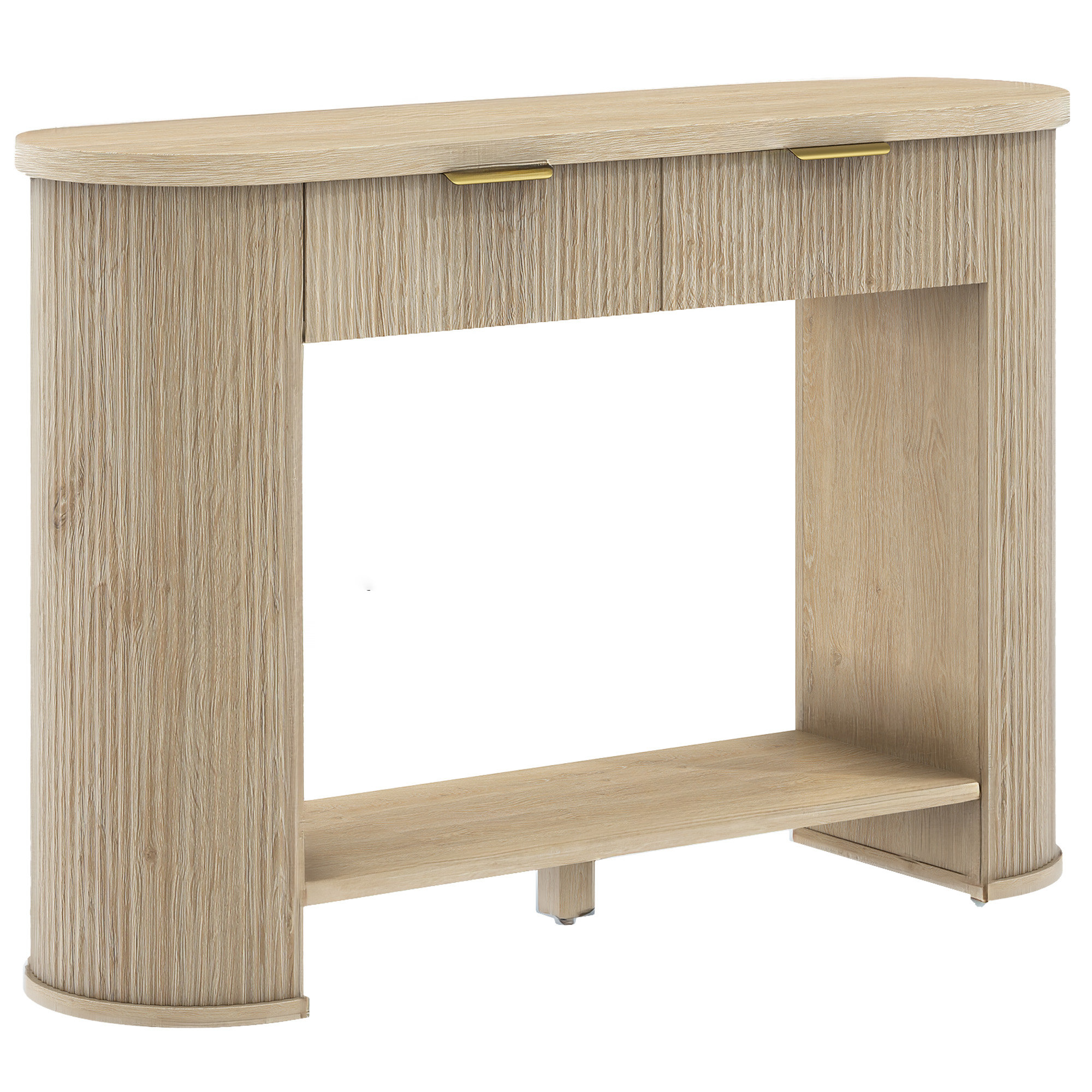 Latitude Run® Fluted Console Table with Drawers and Open Shelf ...