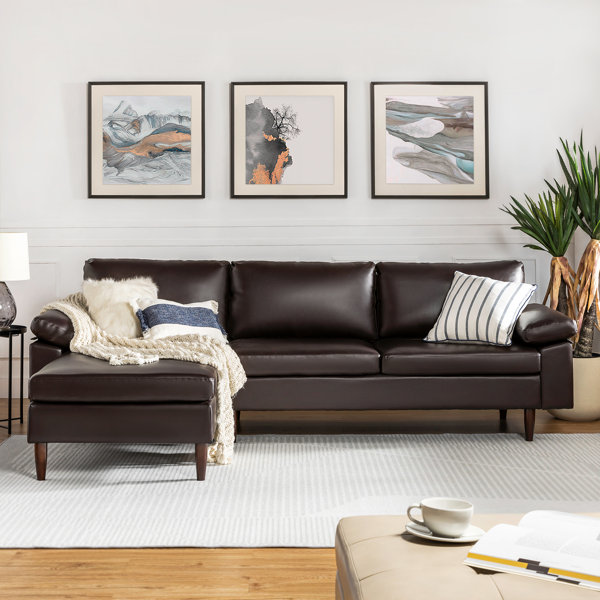 Wade Logan® Arbereshe 3 - Piece Vegan Leather Switchable Sectional ...