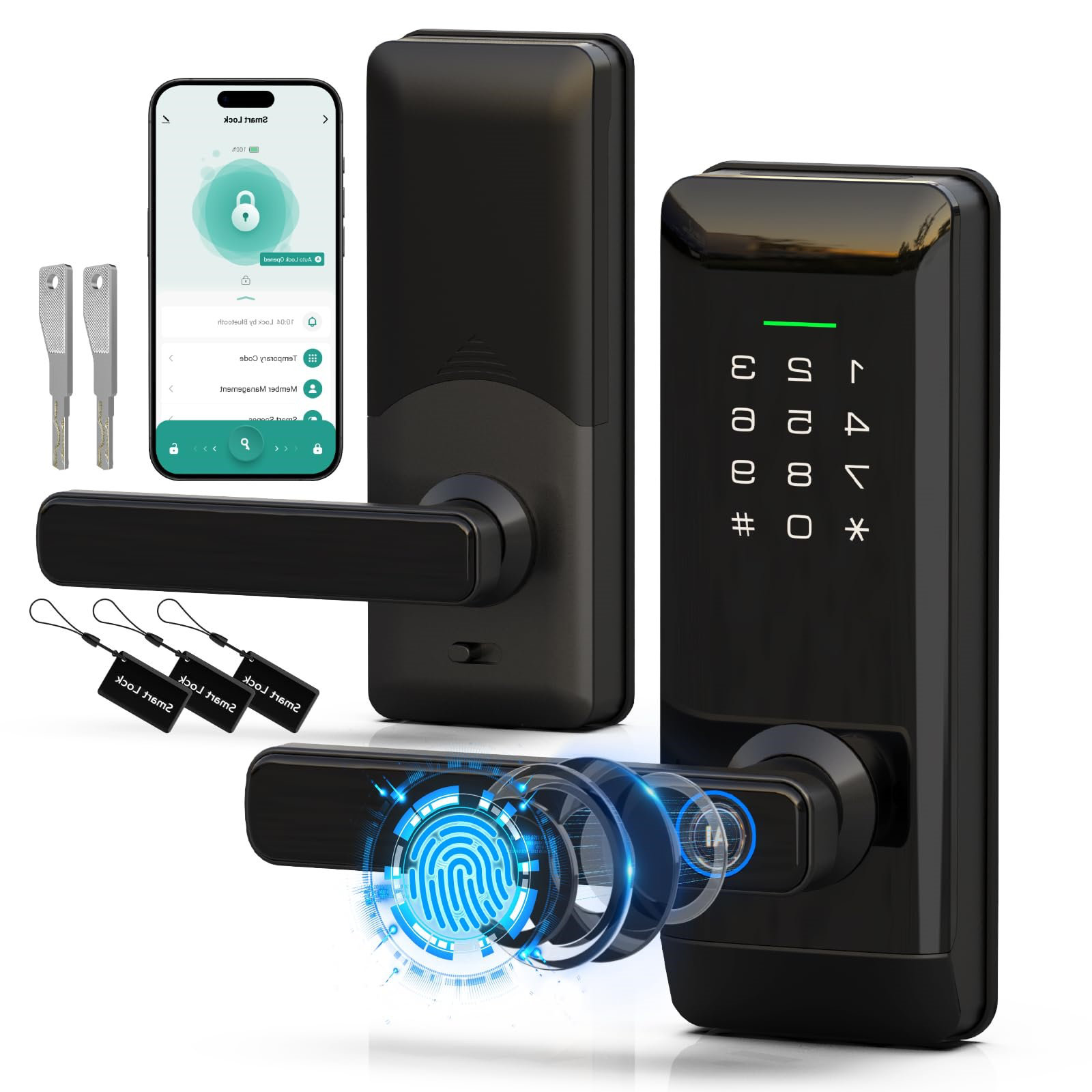 ARMIJU Smart Keypad Door Lock with Fingerprint and App Control for Easy ...