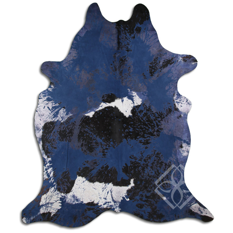 Bloomsbury Market Acid Washed Hair Handmade Cowhide Navy Blue Area Rug ...