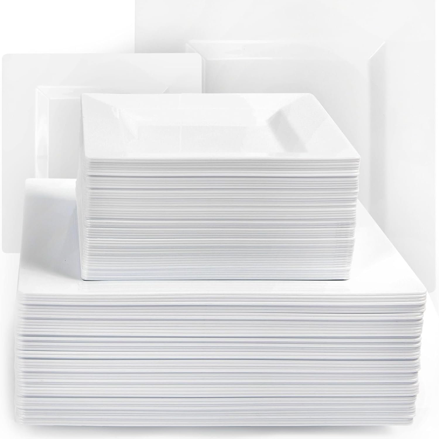 TAIZHOUGUANGRUI 100 Square Plastic Plates - Heavy Duty Disposable ...