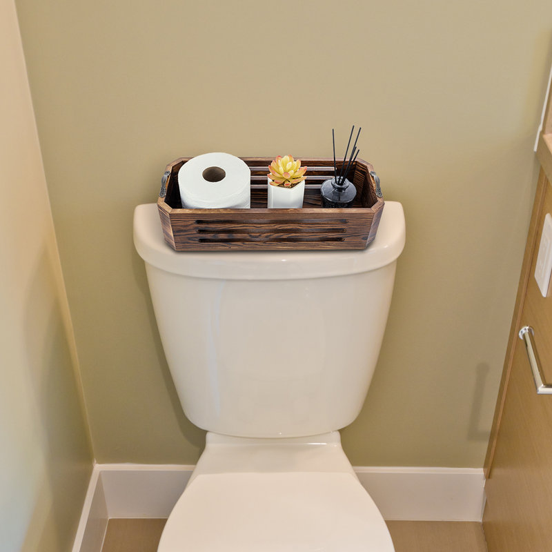 Millwood Pines Wood Bathroom Decorative Toilet Tank Basket Tray ...