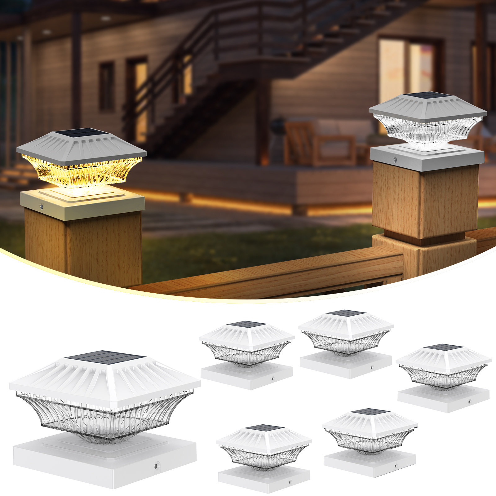 NENRENT Outdoor Solar Post Cap Lights (6 Pack) & Reviews - Wayfair Canada