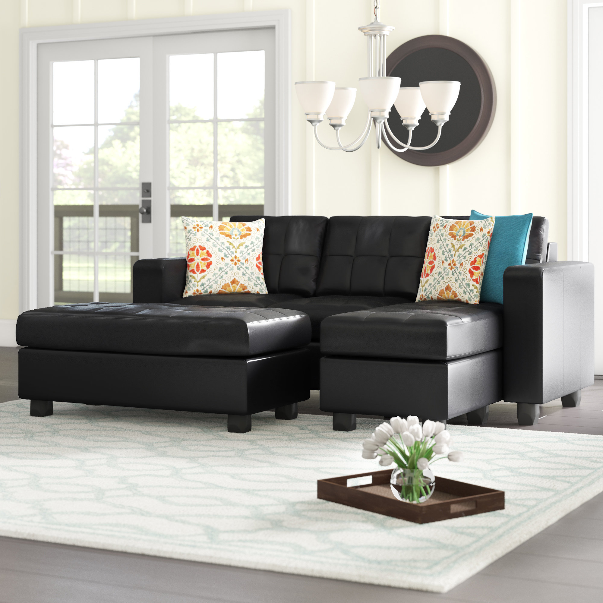 Lark Manor Easterly 83" Wide Right Hand Facing Sofa & Chaise with ...