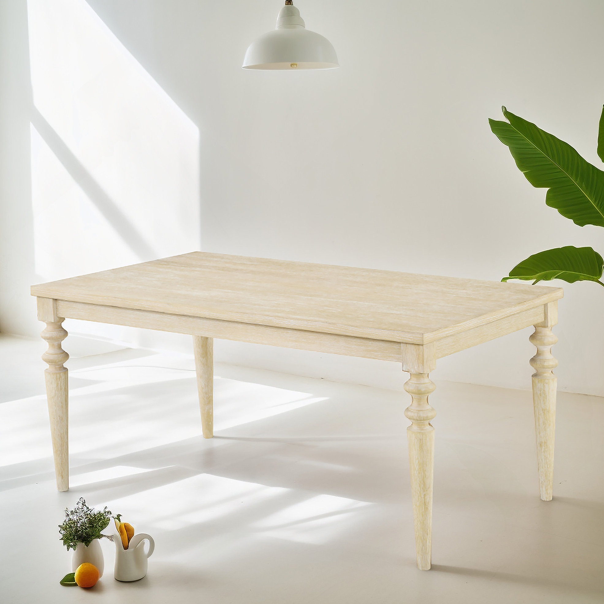 Charlton Home® Amonia Urban Style Wired Wood Turned-Leg Dining Table ...