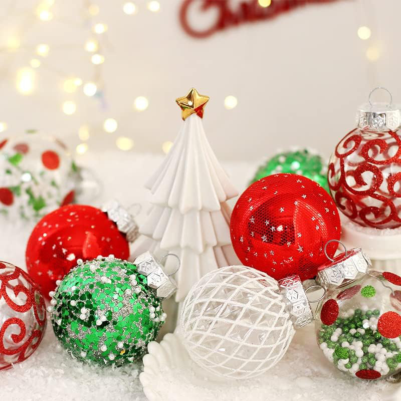 Ivy Bronx 25 Pcs Christmas Tree Ornament Balls, 2.4" Clear Shatterproof ...