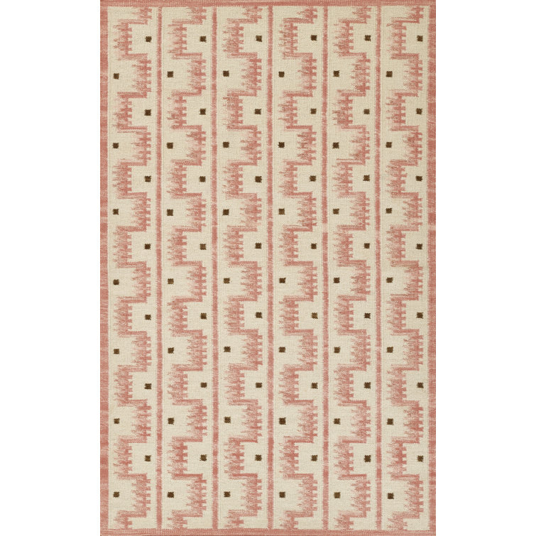 Joss & Main Freya Geometric Hand Woven Wool and Cotton Blush Area Rug ...