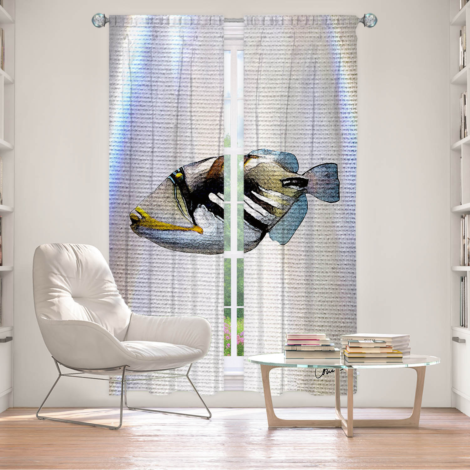 East Urban Home Corina Bakke - Trigger Fish White Room Darkening ...