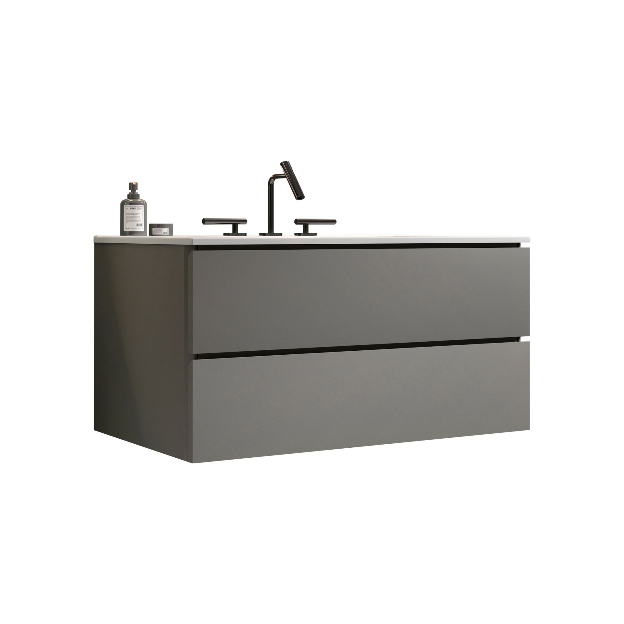 George Oliver 36" Wall Mount Space Bathroom Vanity With Ceramic Sink ...
