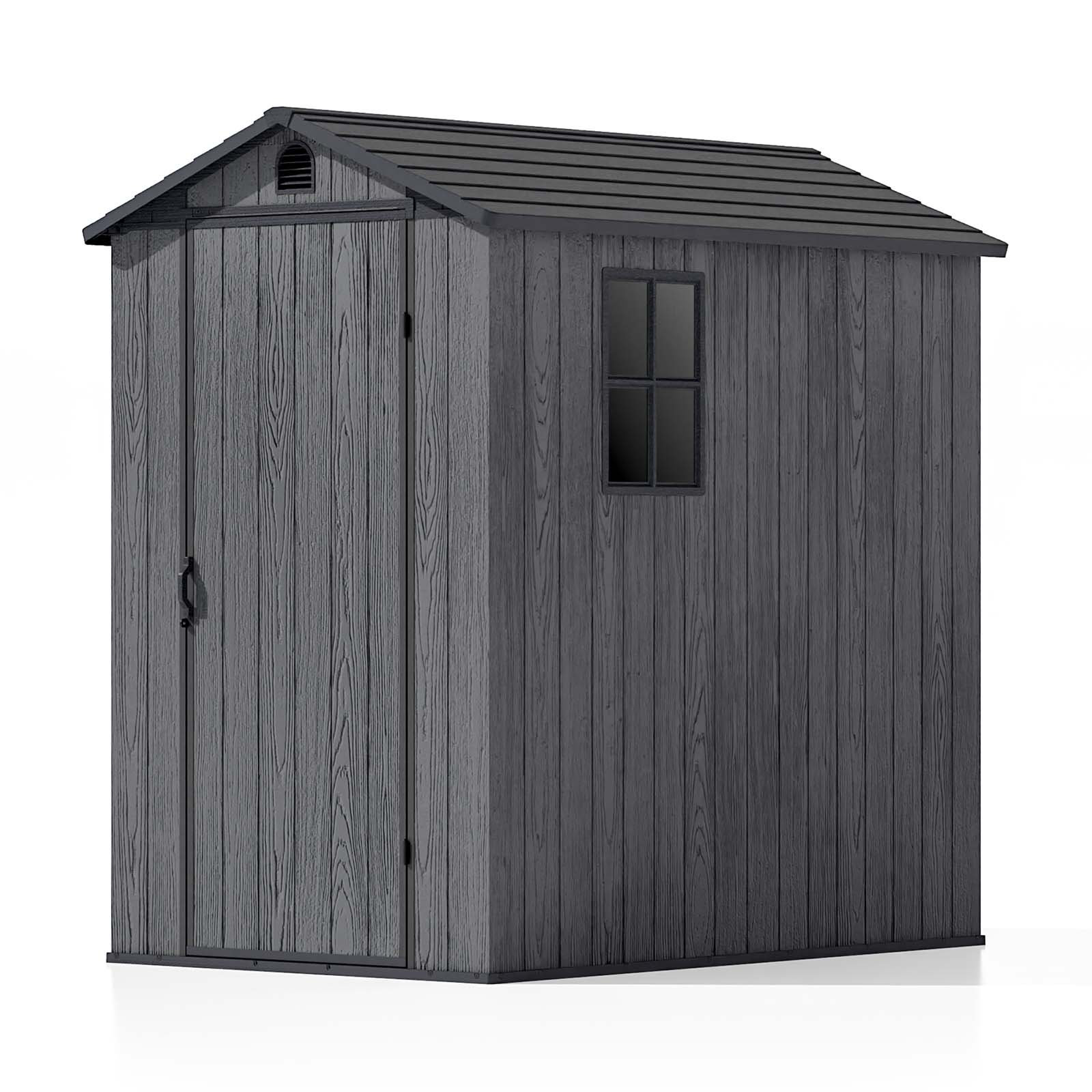 Patiowell 4 ft. W x 6 ft. D Plastic Storage Shed with Floor, Resin Shed ...