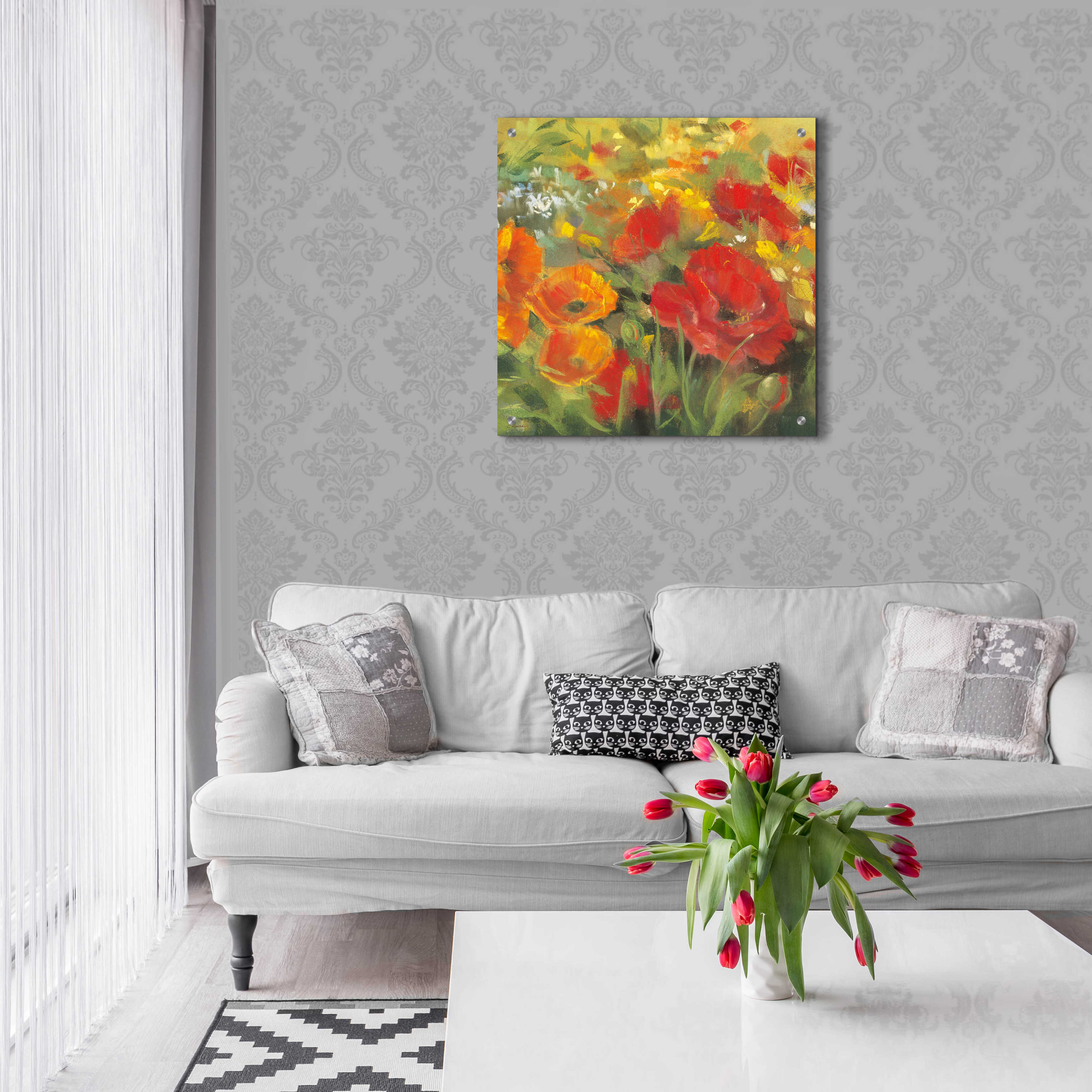 Epic Art 'Oriental Poppy Field I' by Carol Rowan, Acrylic Glass Wall ...