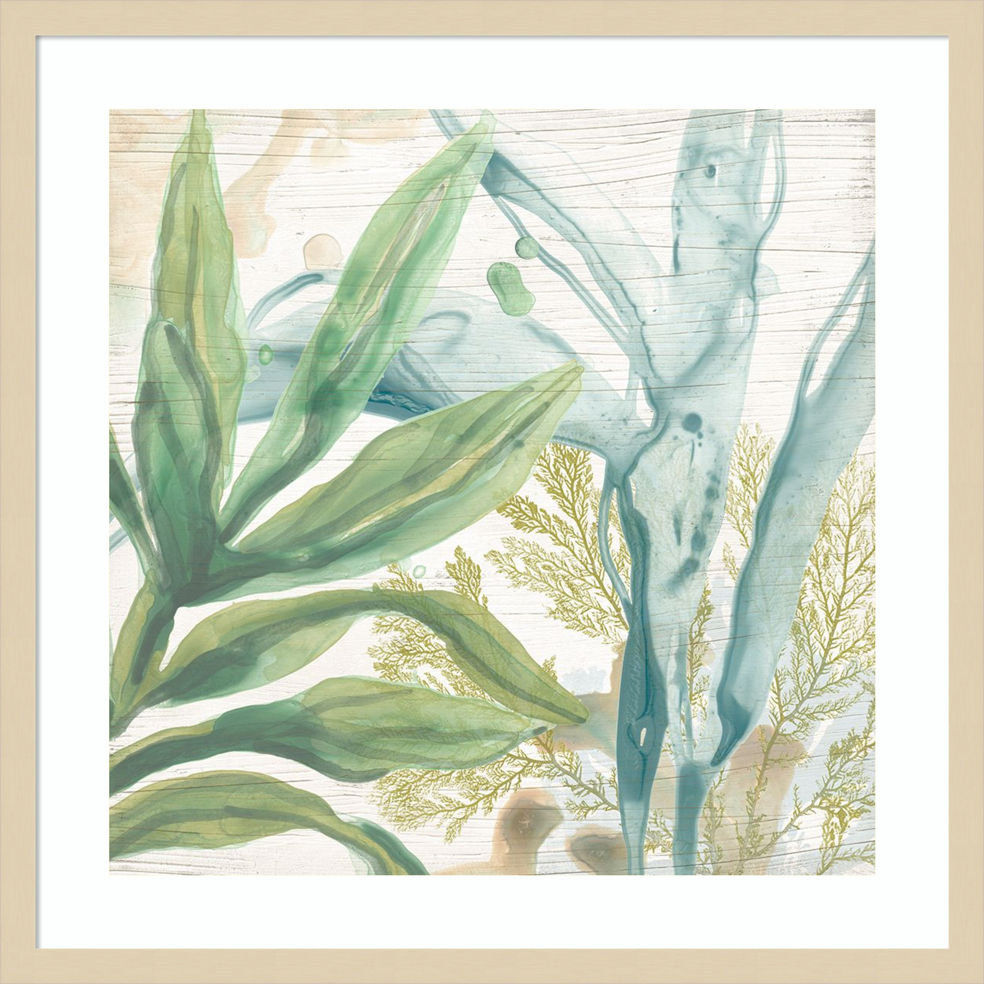 Lark Manor Quiet Coastal Collage II by June Erica Vess Wood Framed Wall ...