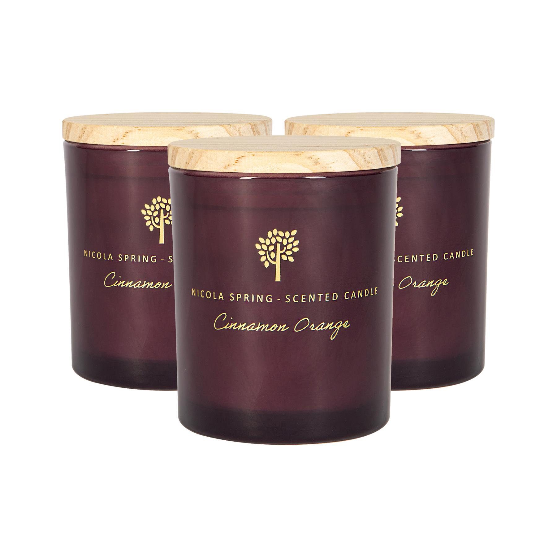 Nicola Spring - 3x Soy Wax Scented Candles - 130g - Cinnamon & Orange ...