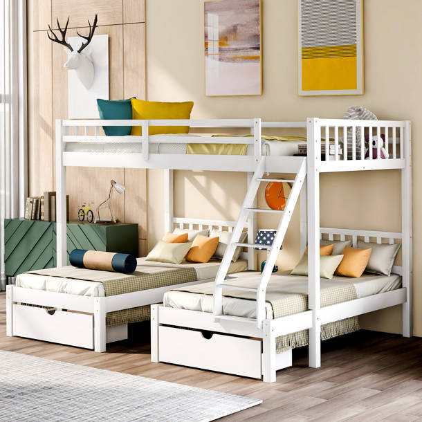 Harriet Bee Abye Twin Over Twin Over Full Triple Bed with Trundle ...