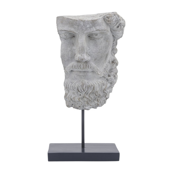 Orren Ellis Ceramic Man Face Bust Sculpture - Contemporary Gray Bearded ...