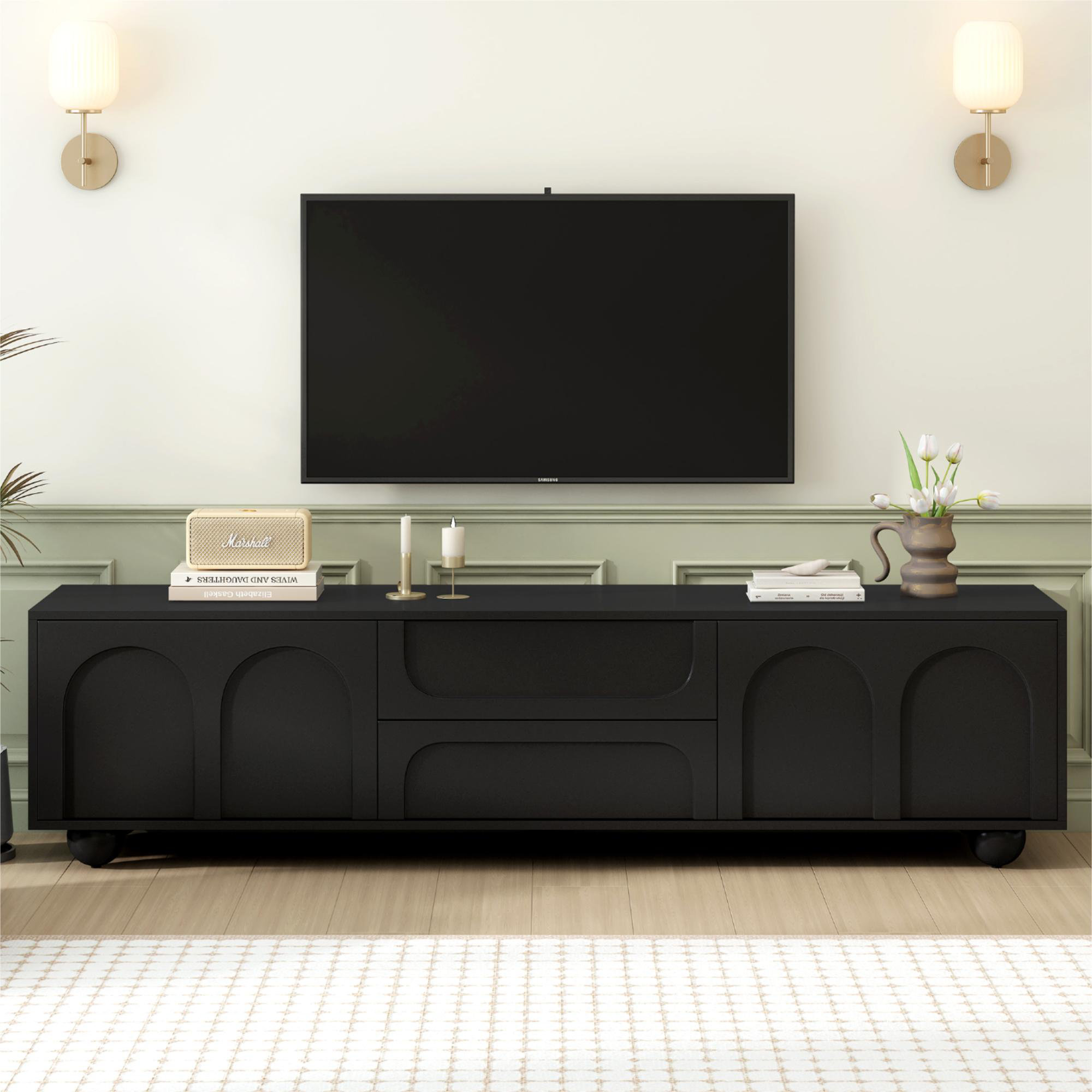 Latitude Run® 69.6" TV Stand For Tvs Up To 75", Arched Panel Design ...