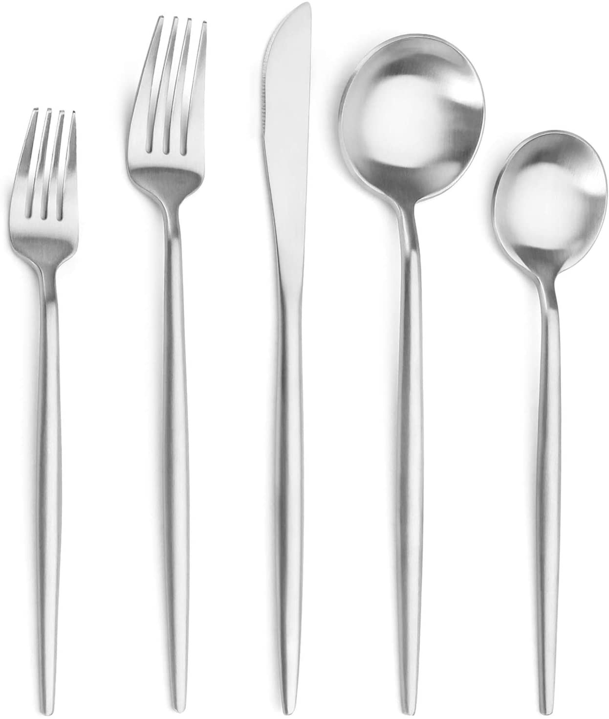 Latitude Run® 20-Piece Matte Silverware Set,Stainless Steel Flatware ...