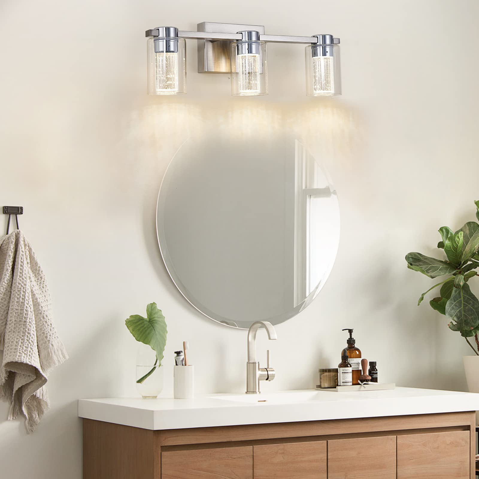 Breakwater Bay Brushed Nickel 3 Light Bathroom Vanity Light Over Mirror ...