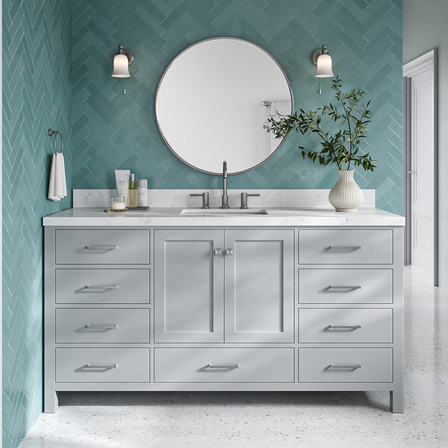 Everly Quinn Yakini 66" Single Bathroom Vanity Set | Wayfair