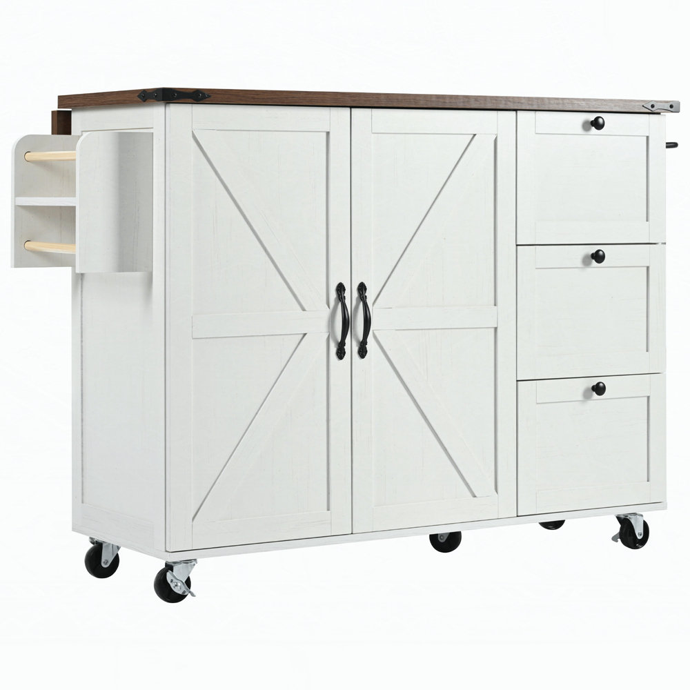 Gracie Oaks Kitchen Storage Island with Internal Storage Rack | Wayfair
