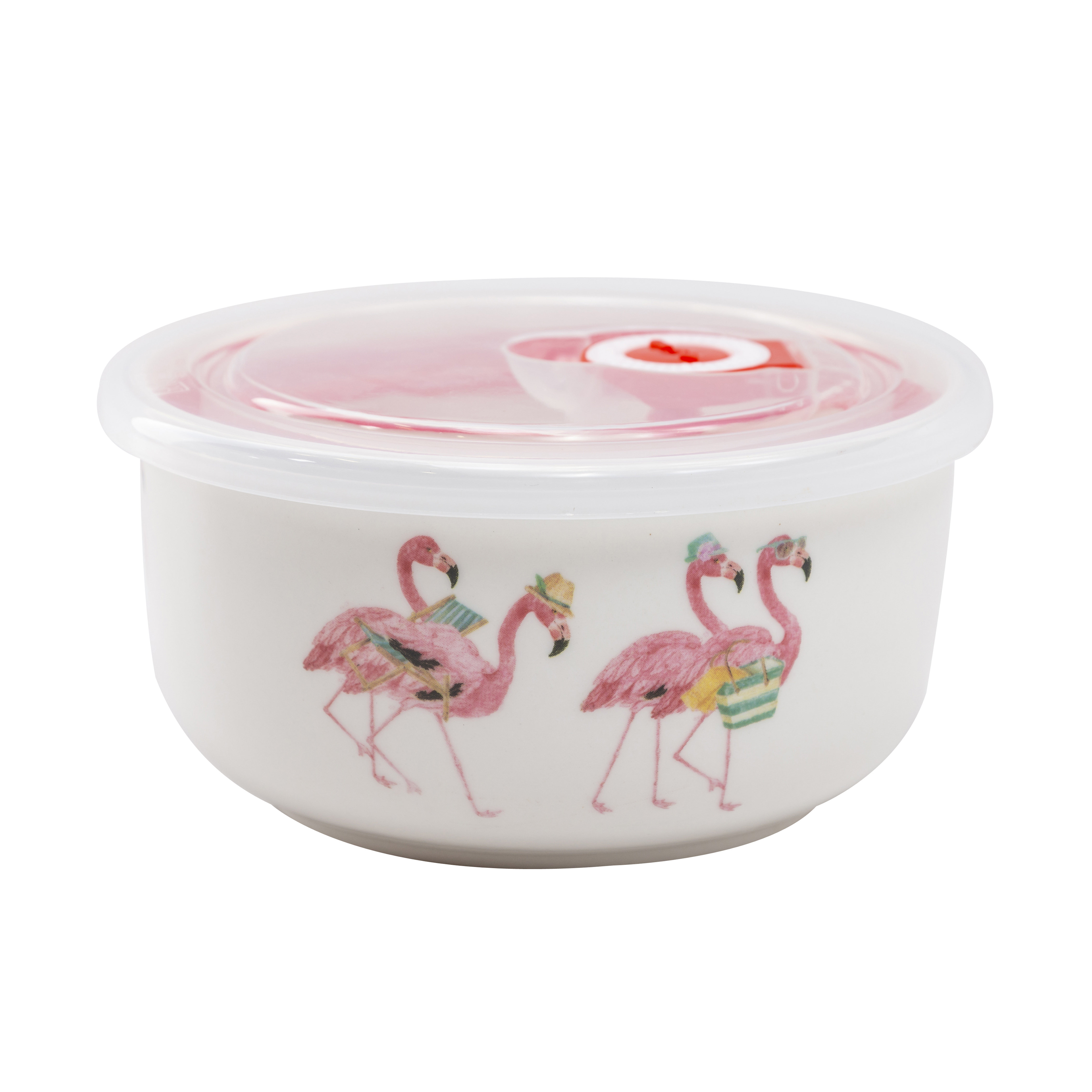 Grace's Tea Ware Beach Flamingos Porcelain Storage Bowl With Lid, Set ...