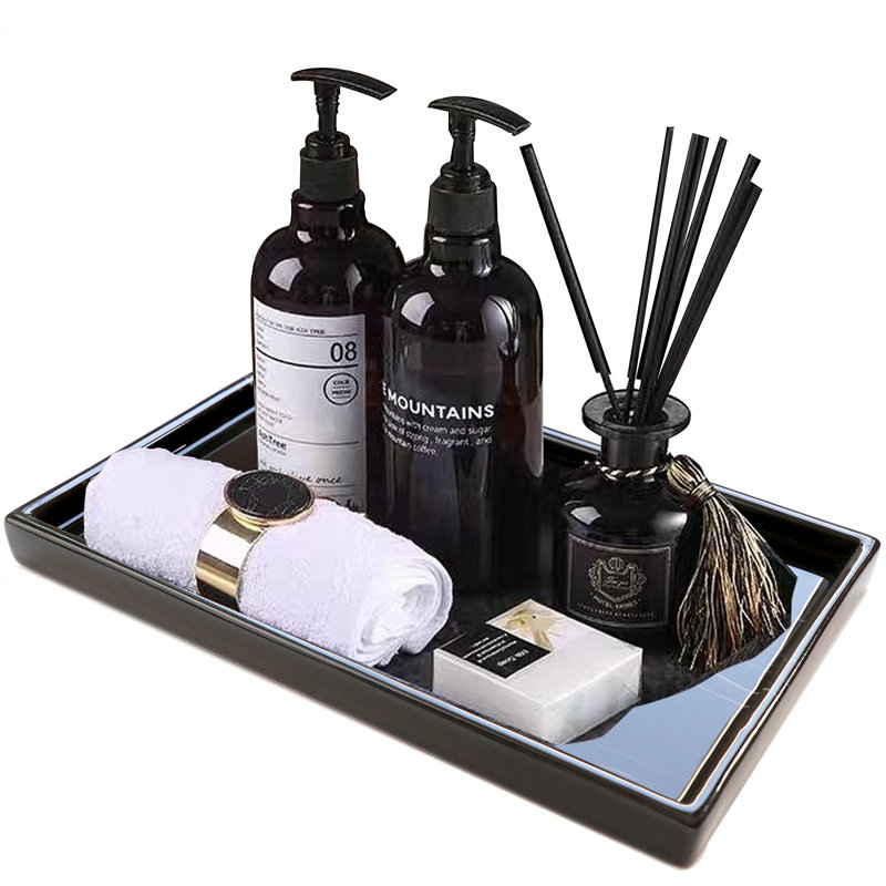 Brayden Studio® Black Marble Ceramic Vanity Tray – Stylish Decorative ...